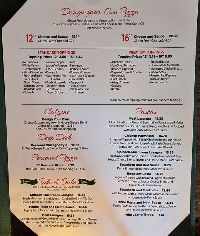 The menu reads like a love letter to pizza possibilities – from classic cheese to gourmet combinations that'll make your taste buds dance.