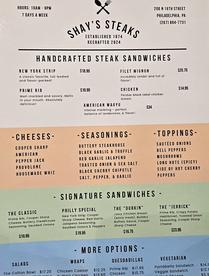 A menu that reads like a love letter to carnivores – Cooper Sharp cheese and black garlic truffle seasoning? Be still my beating heart!