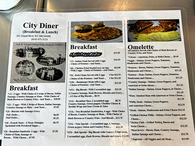 This menu isn't just a list of food—it's a roadmap to happiness. The Big Biscuit special practically winks at you from the page.