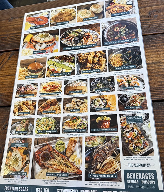 This menu isn't just a list—it's a maritime treasure map where X marks the spot for your next seafood obsession.