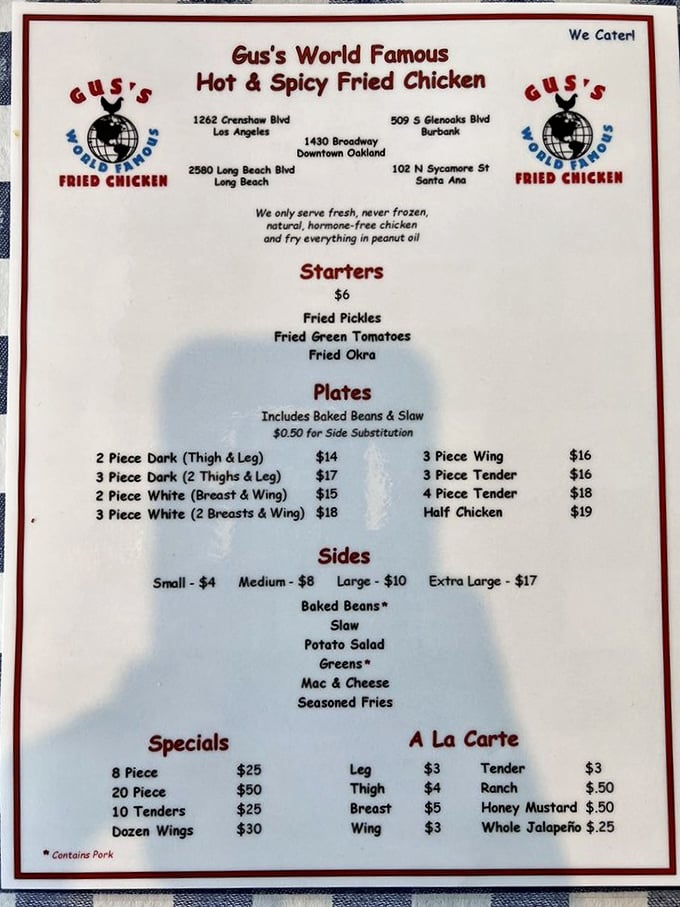 A menu that doesn't need fancy fonts or flowery descriptions. When your chicken is this good, simplicity speaks volumes.