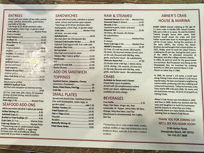 A menu that reads like a love letter to the Chesapeake Bay. Decisions this difficult should come with a therapist on standby.