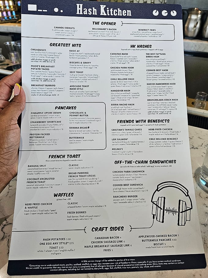 This menu isn't just reading material—it's a roadmap to breakfast nirvana with more delicious detours than a cross-country road trip.