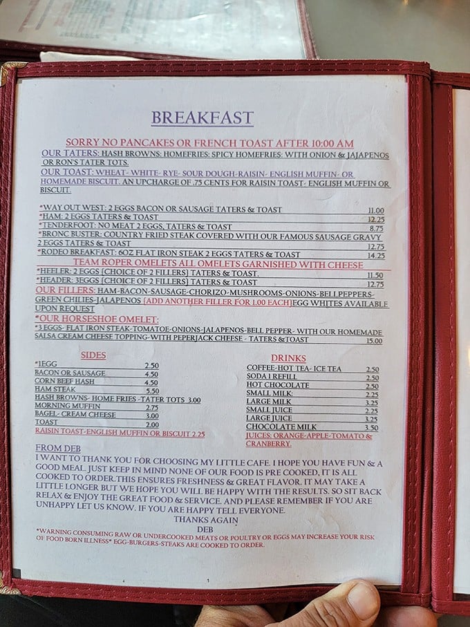 That menu tells it like it is – no fancy descriptions needed when the food speaks for itself.