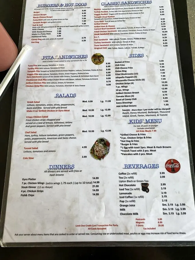 This menu isn't just a list of food—it's a roadmap to happiness. The simple, straightforward offerings remind us that sometimes the classics need no improvement.