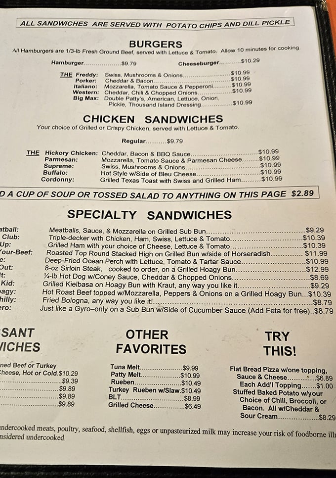 The menu at Fred's reads like a love letter to American comfort food classics – no foam, no reductions, just dishes your grandmother would recognize.