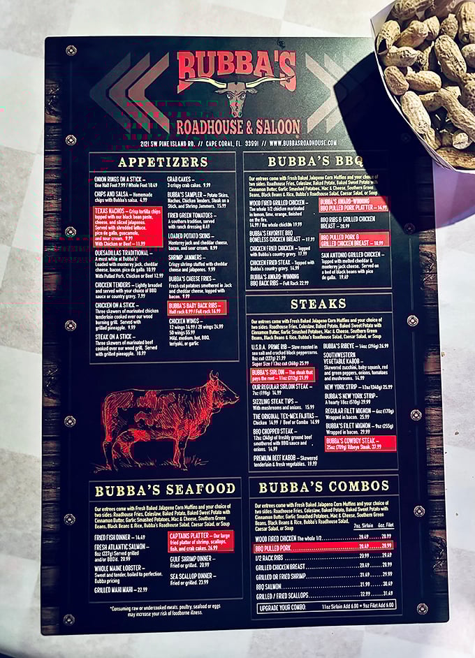 A menu that doesn't need fancy fonts or pretentious descriptions – just straightforward offerings of what might be the best meal you'll have this month.