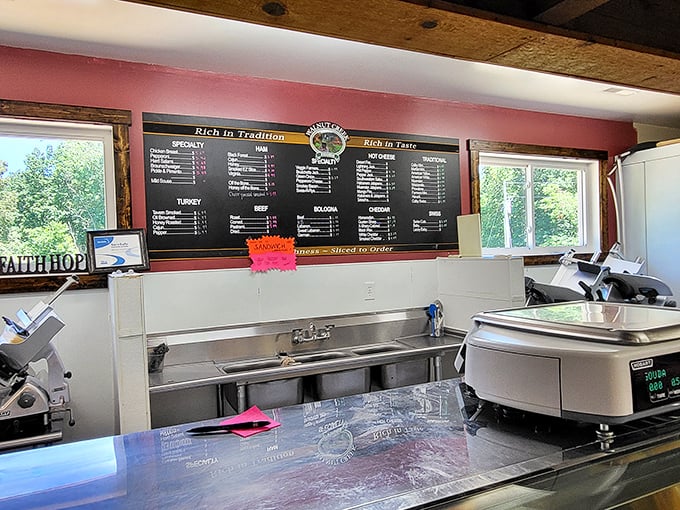 The sandwich menu board reads like poetry to hungry travelers. Each category promises a different path to satisfaction.