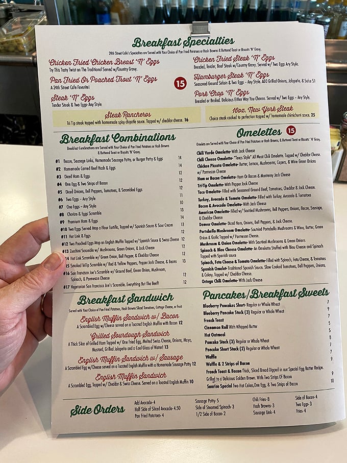 The menu—a sacred text of breakfast possibilities that makes choosing just one item feel like Sophie's Choice with pancakes.