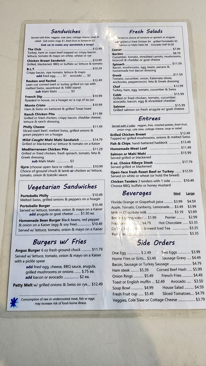 A menu that reads like a love letter to breakfast classics, with enough options to satisfy everyone from health nuts to those embracing vacation-mode indulgence.
