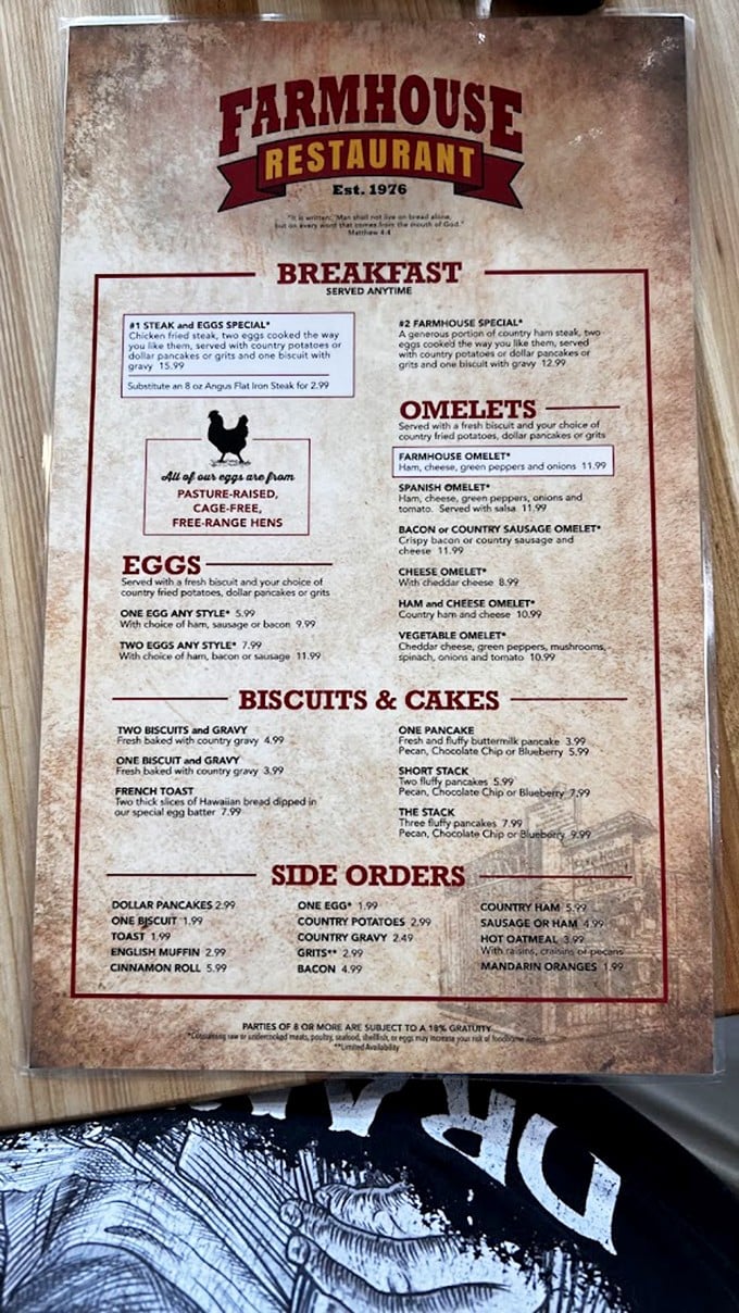This menu isn't just a list of options—it's a declaration of breakfast independence. All-day breakfast? That's freedom I can get behind!