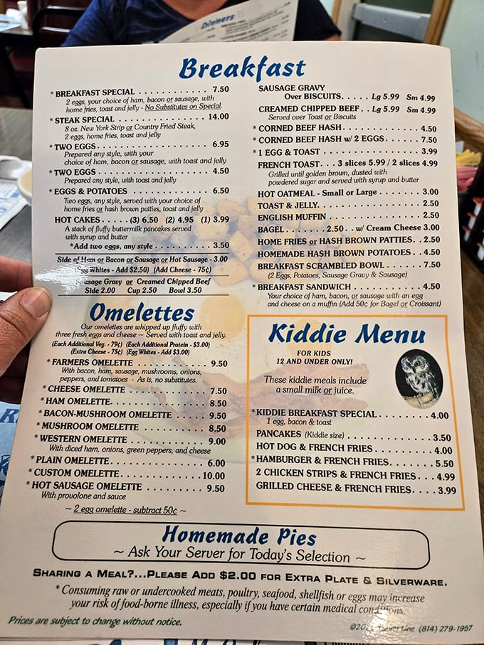 This menu reads like a love letter to American comfort food, promising homemade satisfaction in every bite.