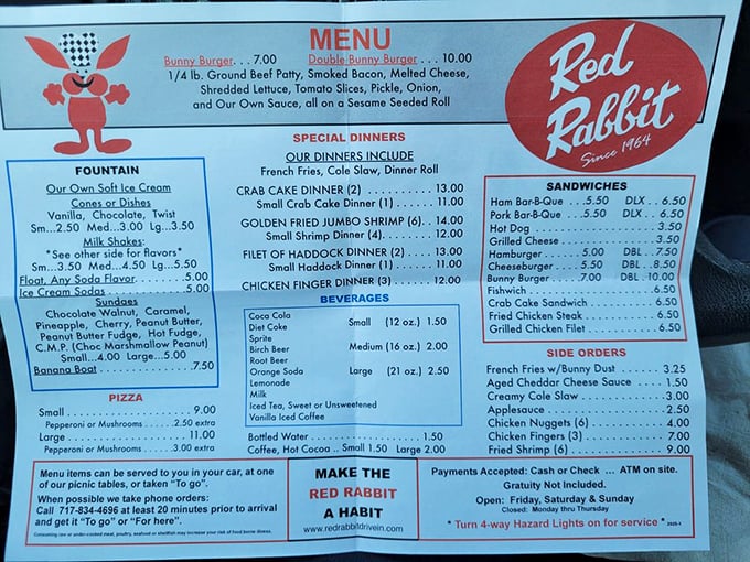 This menu isn't trying to reinvent the wheel—it's perfecting it. Simple, straightforward offerings that promise satisfaction without pretension. 