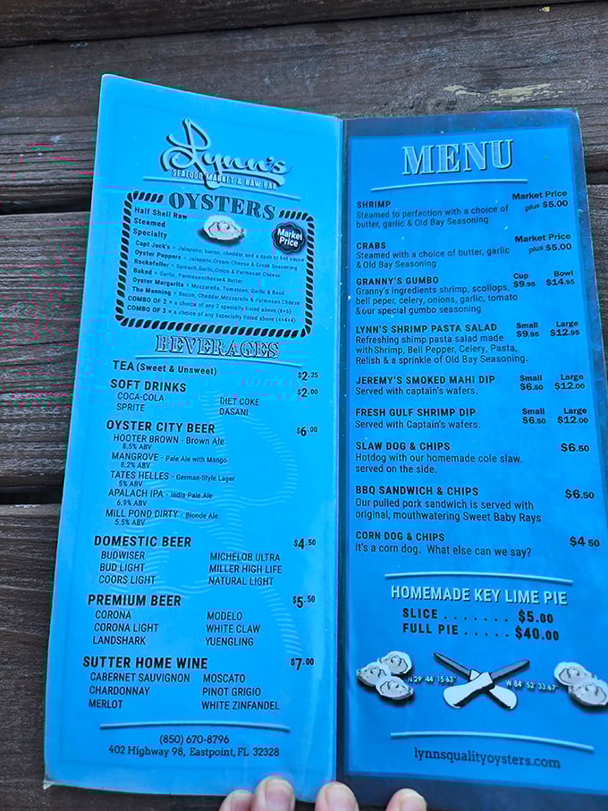 This unassuming blue menu might as well be a treasure map. X marks the spot where your taste buds strike gold.