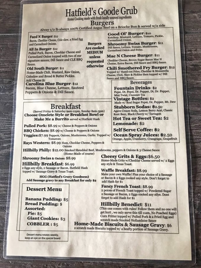 The menu reads like a love letter to American regional cuisine – no pretentious descriptions, just straightforward promises of deliciousness.