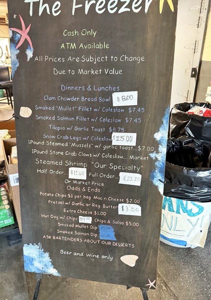 A chalkboard menu that changes with the tides and catches – the seafood equivalent of nature's daily specials.