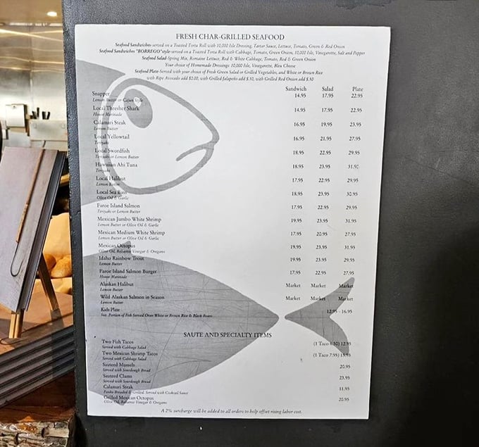 The menu board tells a daily story of what the Pacific has offered up—a maritime treasure map for hungry adventurers.