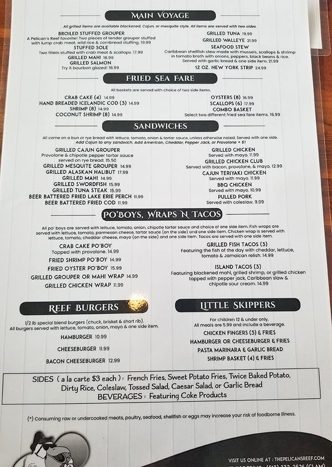 This menu isn't just a list of dishes—it's a treasure map to seafood nirvana. The "Main Voyage" section alone is worth the trip.