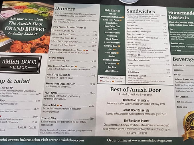The menu reads like a comfort food greatest hits album. That star next to the slow-cooked roast beef? It's not just decoration—it's a warning to your belt.