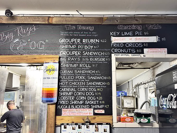 That chalkboard menu reads like a love letter to everything that swims, plus some surprises.
