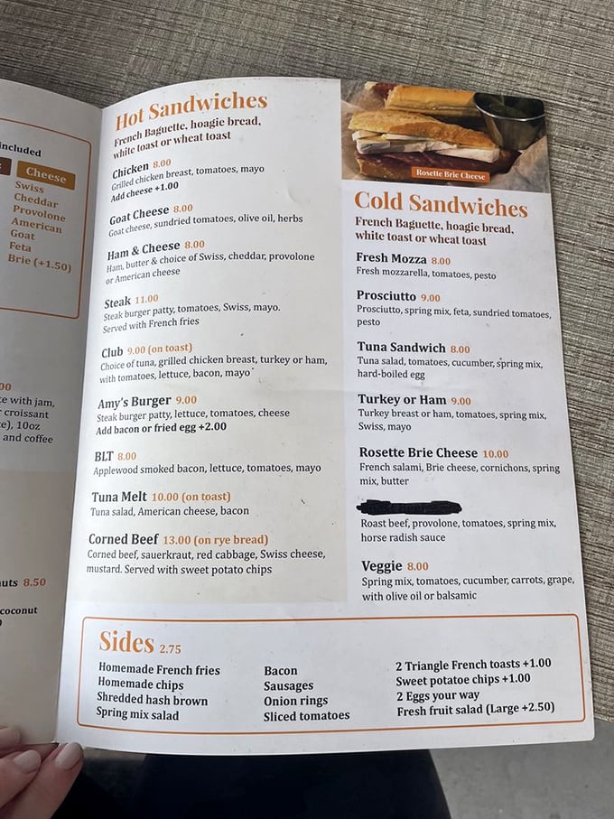 The menu reads like a love letter to French-American cuisine, where every sandwich promises a relationship worth committing to.