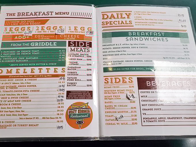 The menu reads like a love letter to breakfast classics – no molecular gastronomy here, just honest food that understands your morning needs.
