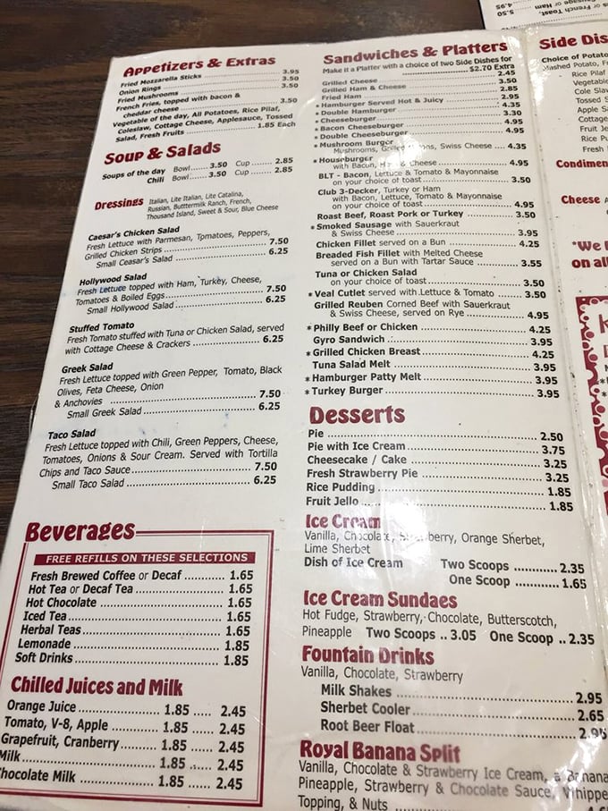 This menu isn't trying to impress you with fancy fonts or pretentious descriptions - it's the culinary equivalent of "I am what I am."