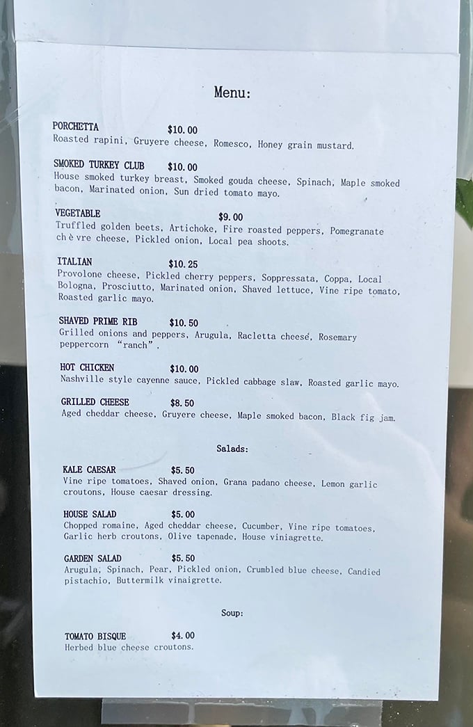 This isn't just a menu—it's a roadmap to sandwich nirvana. Each description promises a journey worth taking, no passport required.
