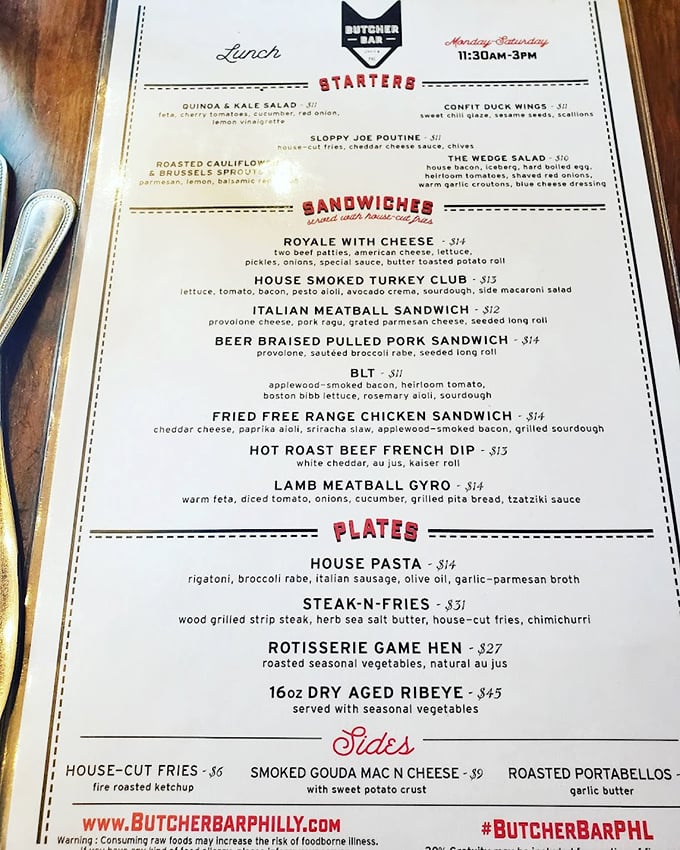 This menu isn't just a list of food—it's a declaration of intent. Each item promises a different path to satisfaction.