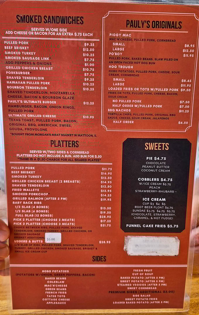 The menu reads like poetry to carnivores – a tempting array of smoked delights that makes choosing just one item nearly impossible.