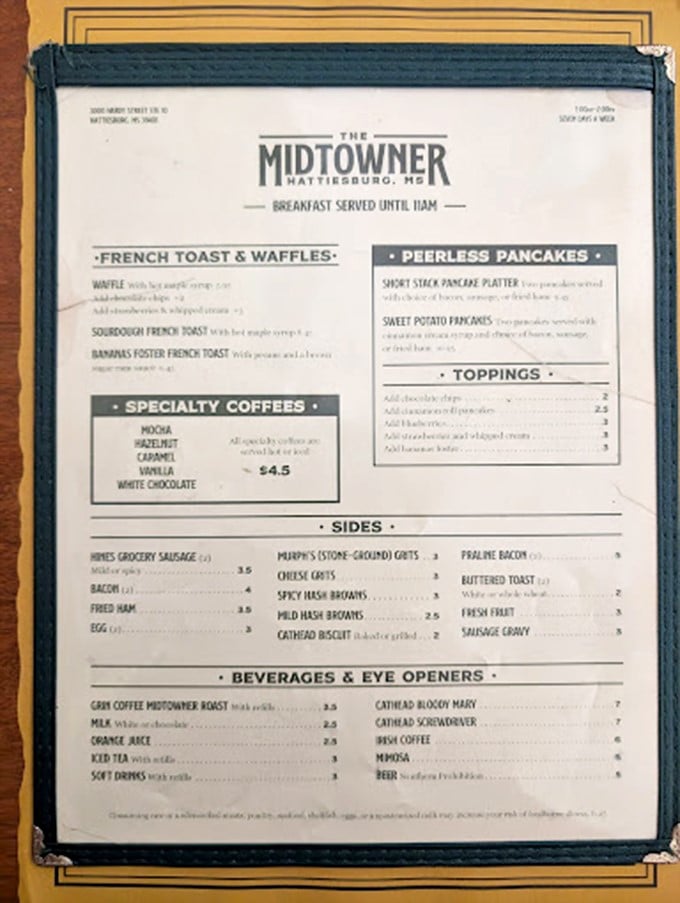 This menu isn't just a list of food—it's a roadmap to happiness. The "Eye Openers" section speaks to my soul on Monday mornings.