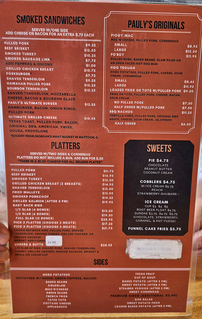 The menu reads like poetry to carnivores – a tempting array of smoked delights that makes choosing just one item nearly impossible.
