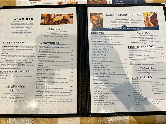 The menu reads like a love letter to Midwestern comfort food. "Noodles Over Mashed" isn't just a dish—it's practically an Ohio state treasure.