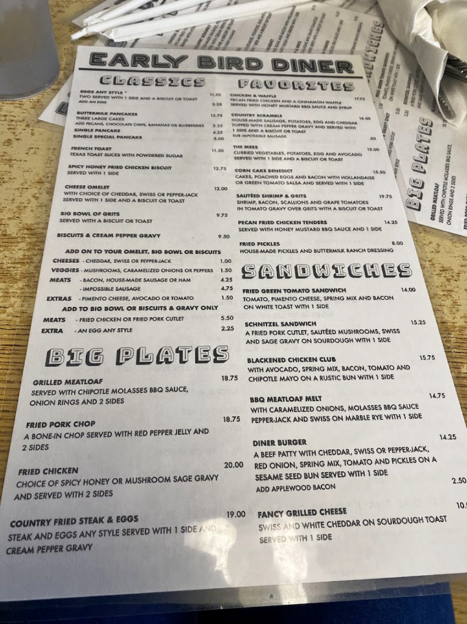 That menu isn't just a list of food—it's a roadmap to happiness. The "Favorites" section lives up to its name in every possible way.
