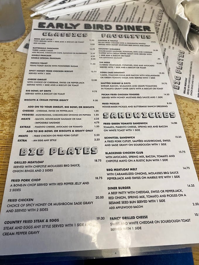 That menu isn't just a list of food—it's a roadmap to happiness. The "Favorites" section lives up to its name in every possible way.