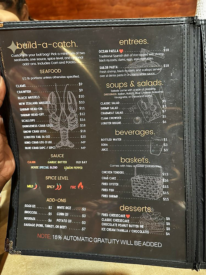 This menu reads like a choose-your-own-adventure novel, except every ending involves spectacular seafood and messy fingers.