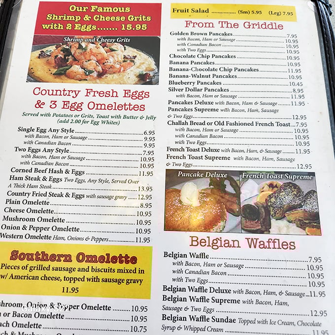 The menu reads like a love letter to breakfast classics – where decisions become existential crises and calories don't dare count themselves.