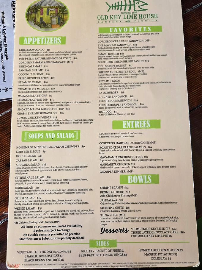 The menu reads like a love letter to Florida's waters – grouper, mahi, conch fritters – each dish more tempting than the last.