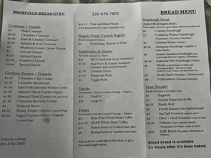 A menu that reads like poetry to carb enthusiasts. Notice how there's not a single item you wouldn't want to try immediately.