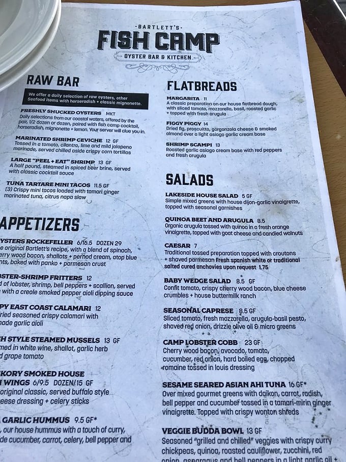 The menu reads like a love letter to seafood enthusiasts. Each description makes your stomach growl louder than a foghorn on a misty harbor morning.