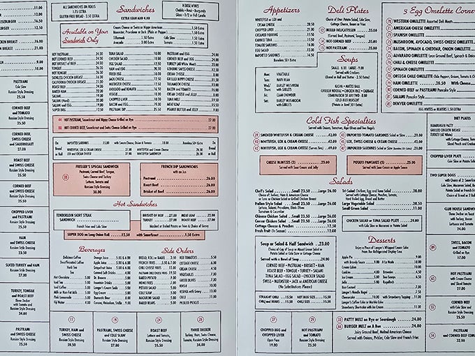 The menu at Langer's reads like a novel where every character is delicious. Take your time—this is one story worth savoring.