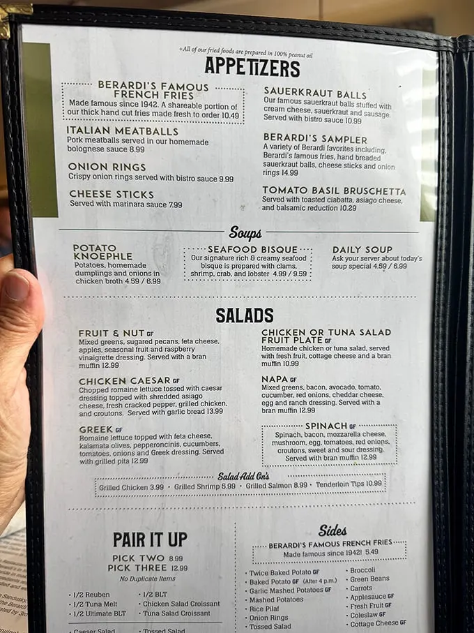 The menu reads like a love letter to Midwest comfort food—those famous French fries have been making Ohioans smile since 1942.