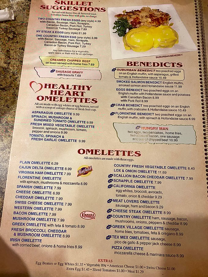 A menu that requires strategic planning and possibly a spreadsheet. The "Hungry Man" isn't just a meal, it's a challenge worthy of a Food Network special.