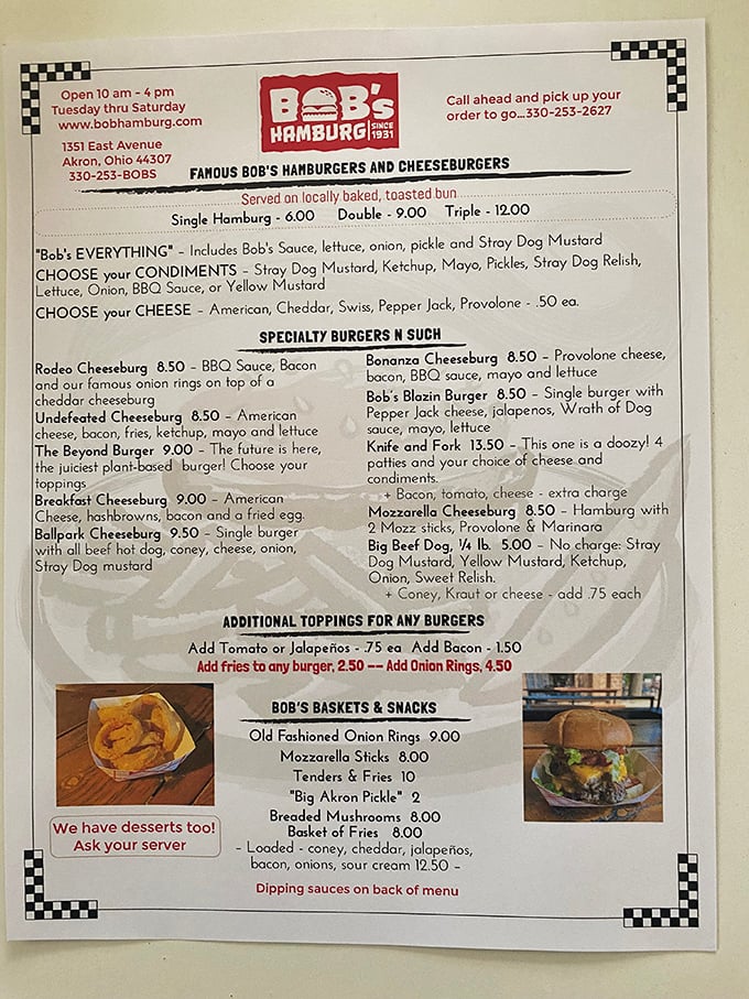 This menu isn't asking for your life story—it's offering straightforward deliciousness with options that haven't needed updating for generations.