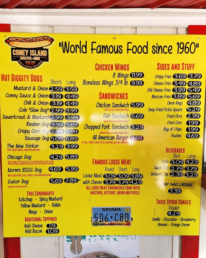 The menu board tells the whole delicious story – from classic dogs to the adventurous Gator Dog, all waiting to satisfy your inner food explorer.
