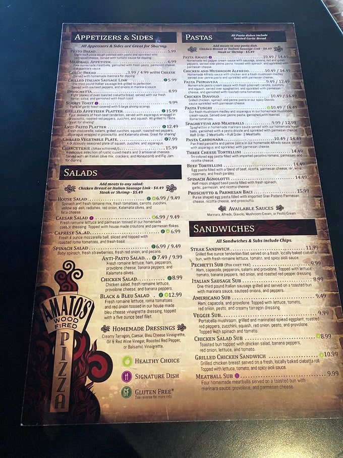 This menu isn't just a list of options—it's a roadmap to flavor country, with each description promising a delicious adventure.