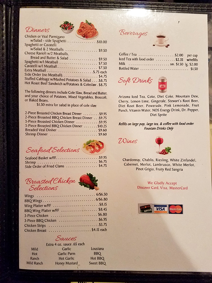 The menu reads like a love letter to Midwestern comfort food, with broasted chicken taking center stage in this culinary drama.