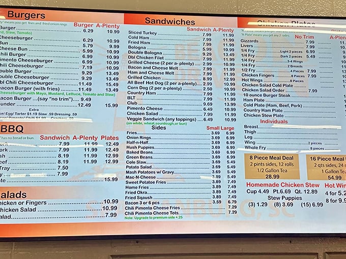 The menu board—a glorious tapestry of possibilities. Study it like you're cramming for a delicious final exam.