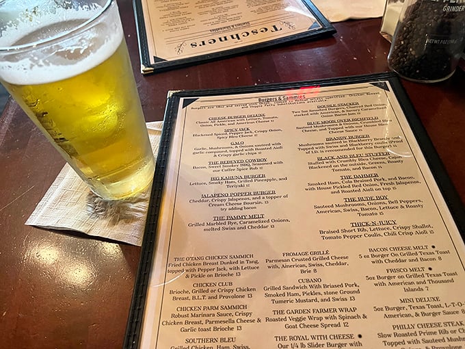 The menu reads like a love letter to American comfort food, with burgers, sandwiches, and wings taking center stage in this culinary drama.