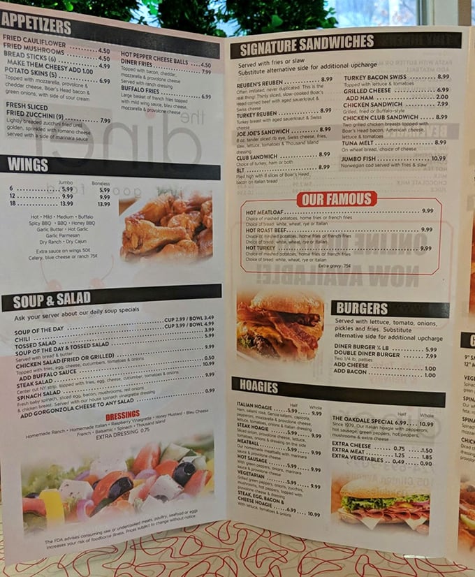 This menu isn't just a list of food—it's a roadmap to happiness. The "Our Famous" section isn't marketing; it's a public service announcement.